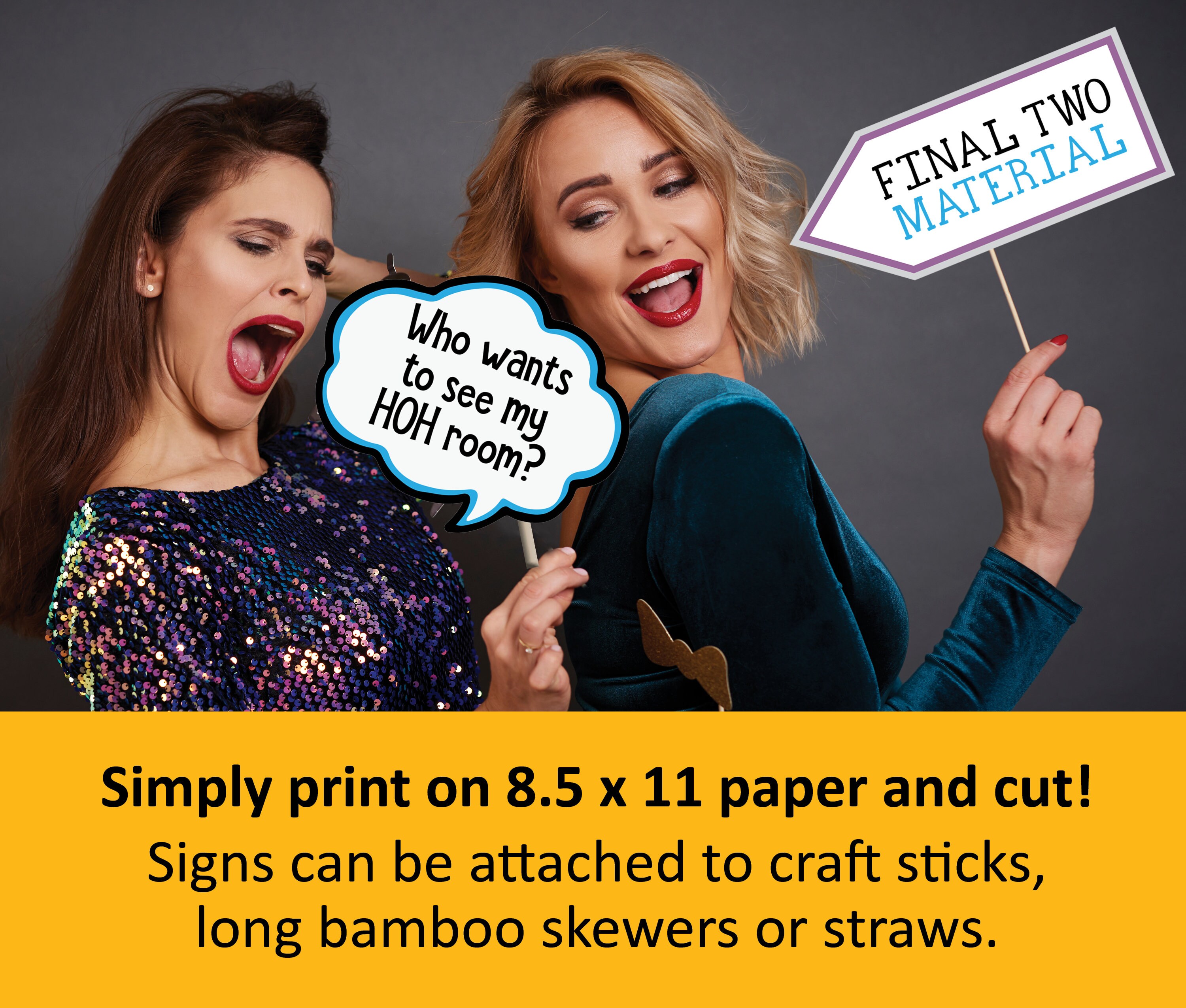 Big Brother Photo Booth Signs, TV Show Printable Decorations, Digital ...