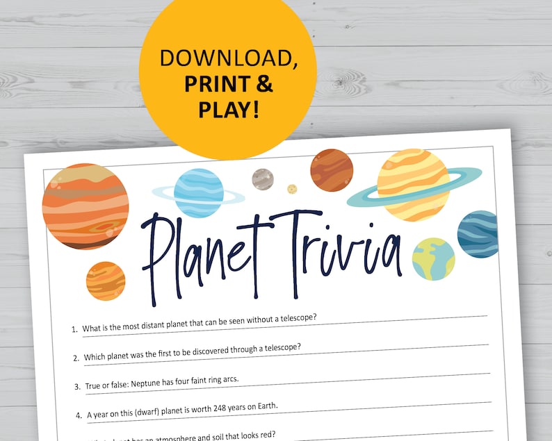 Planet Trivia Game, Solar System Planets Printable, Science Instant ...
