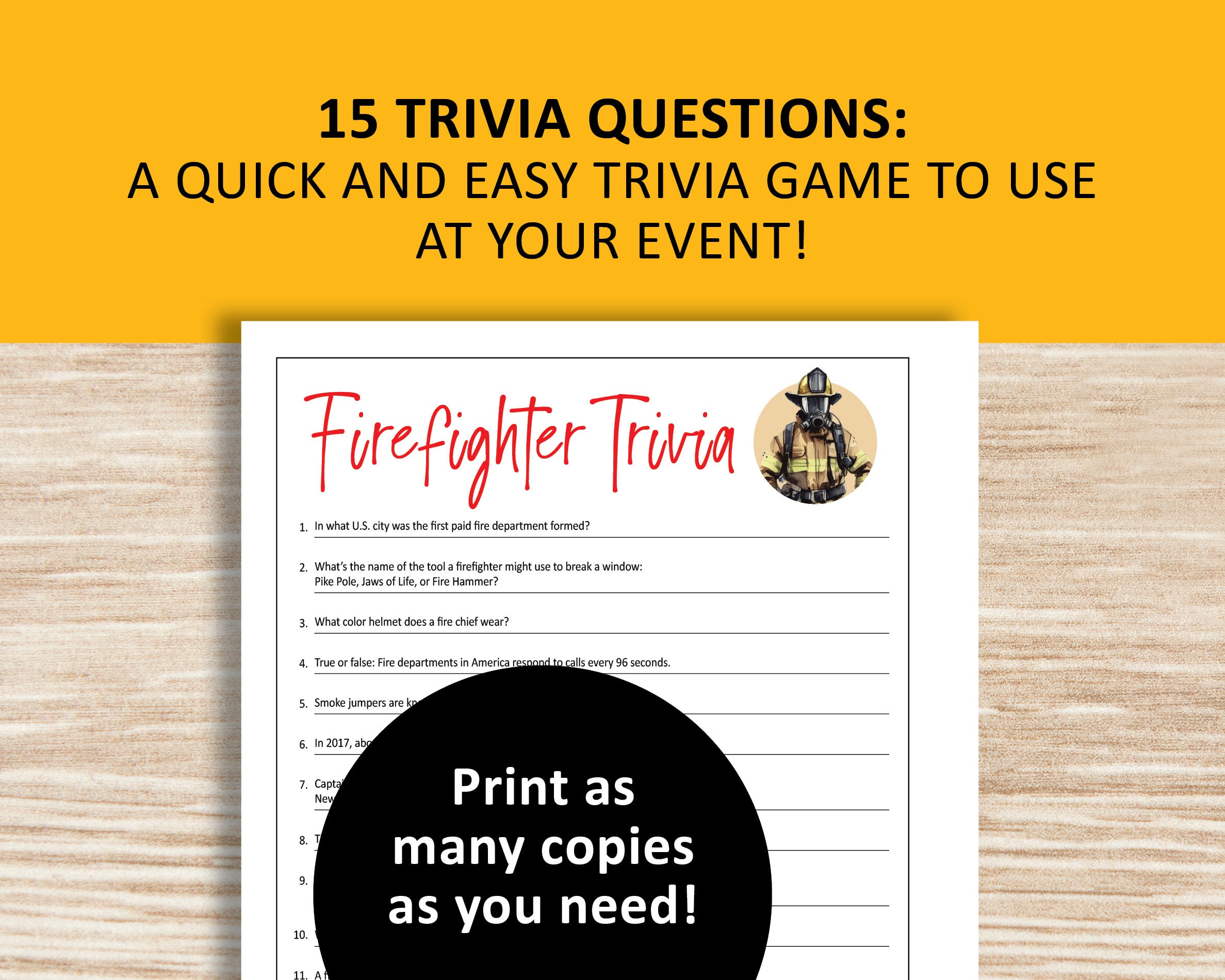 Firefighter Trivia Game, National Day, Firefighter Appreciation Week ...