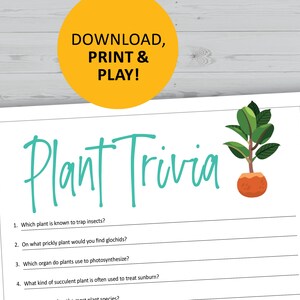 Plant Trivia Game, Nature Printable, Instant Download, Party Games ...