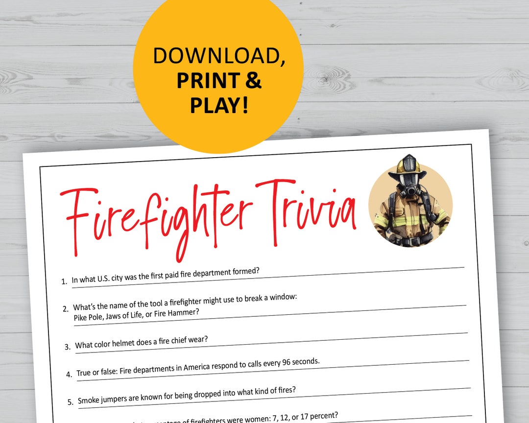 Firefighter Trivia Game, National Day, Firefighter Appreciation Week ...