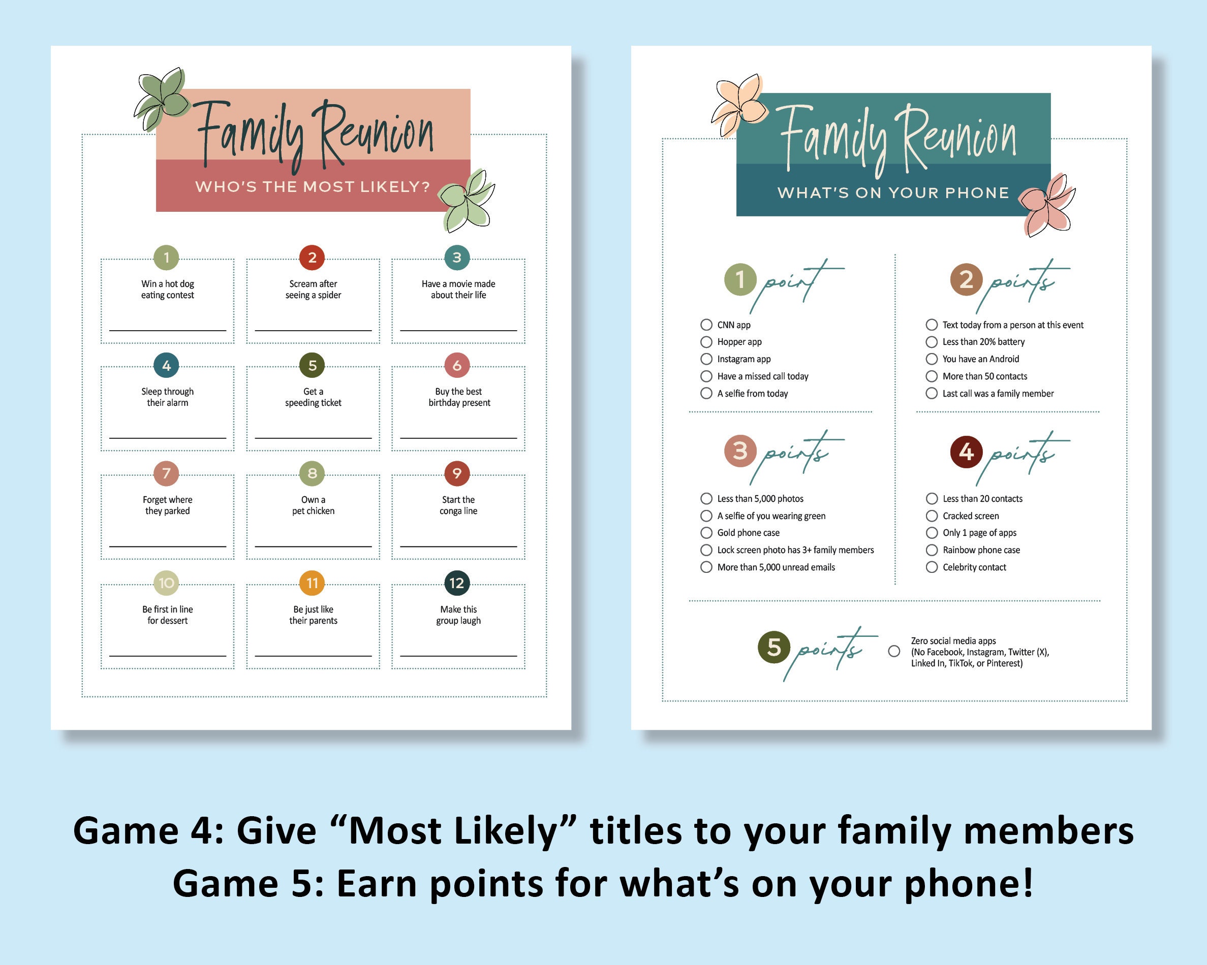 Family Reunion Game Bundle Printable Party Games Mix and - Etsy