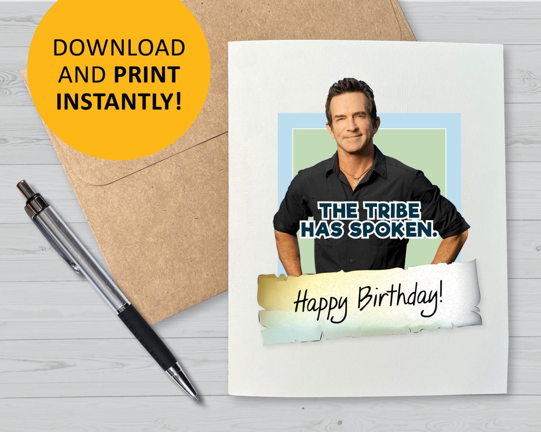 Survivor Tv Show Card, Printable Birthday Greeting Cards, Digital ...