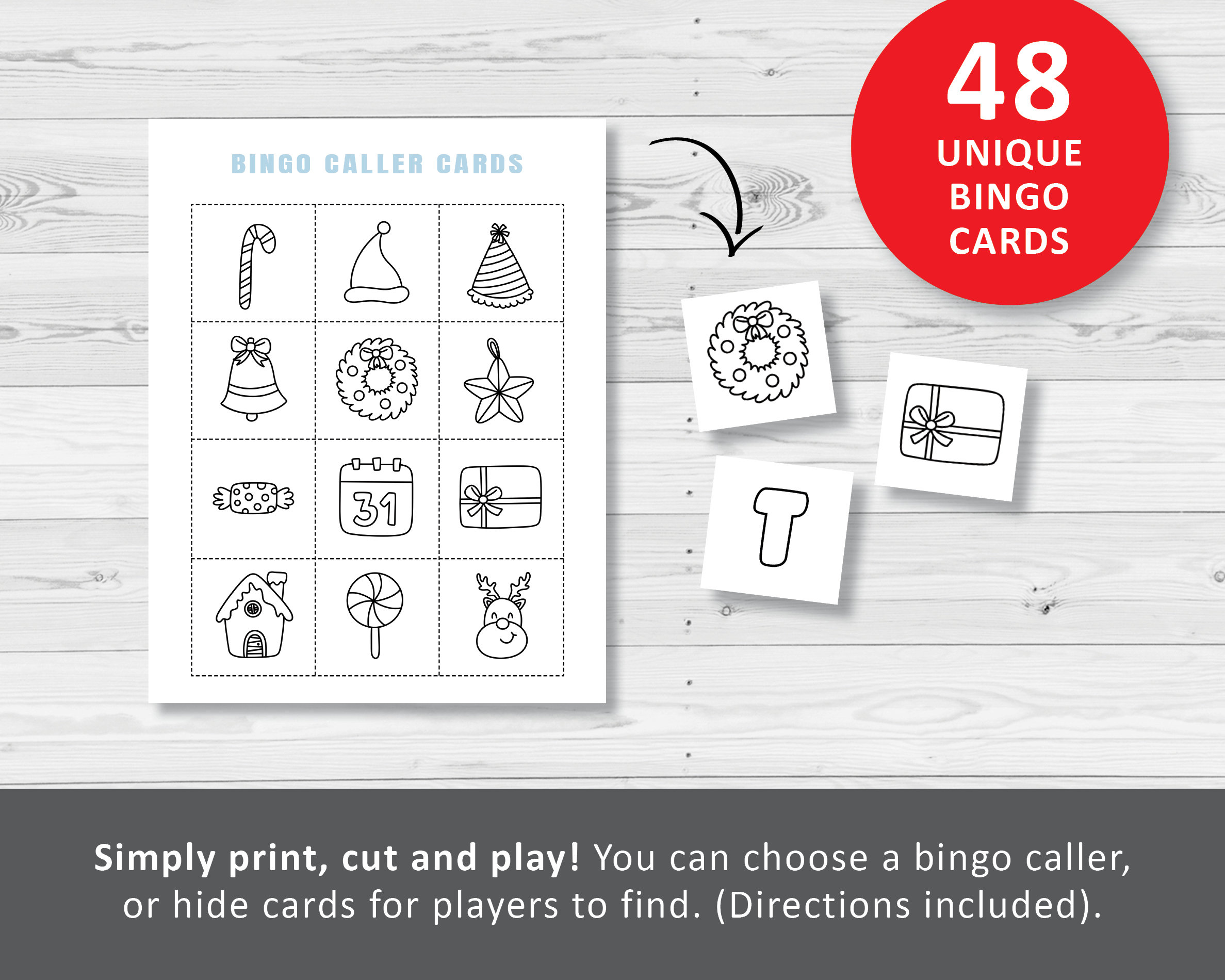 Christmas Bingo Printable, Kids Coloring, Instant Download Game ...