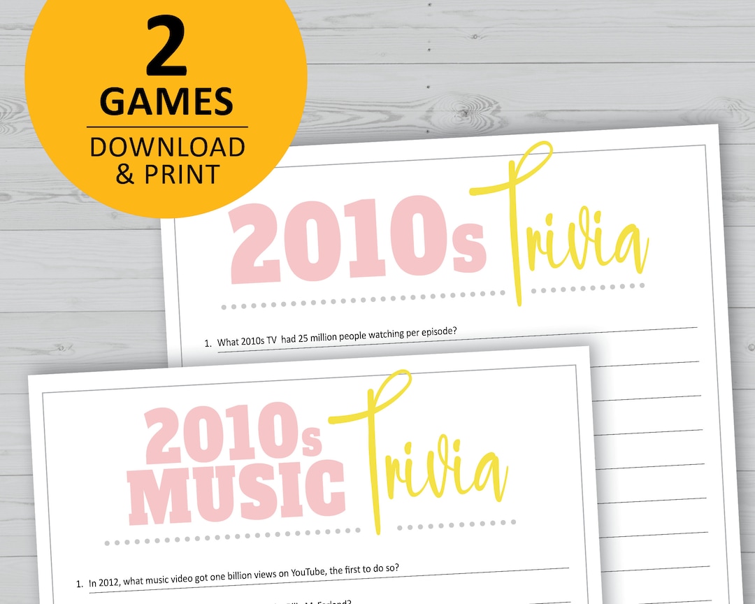 2010s Trivia Game Bundle, 10s History, Music, Pop Culture Printable ...