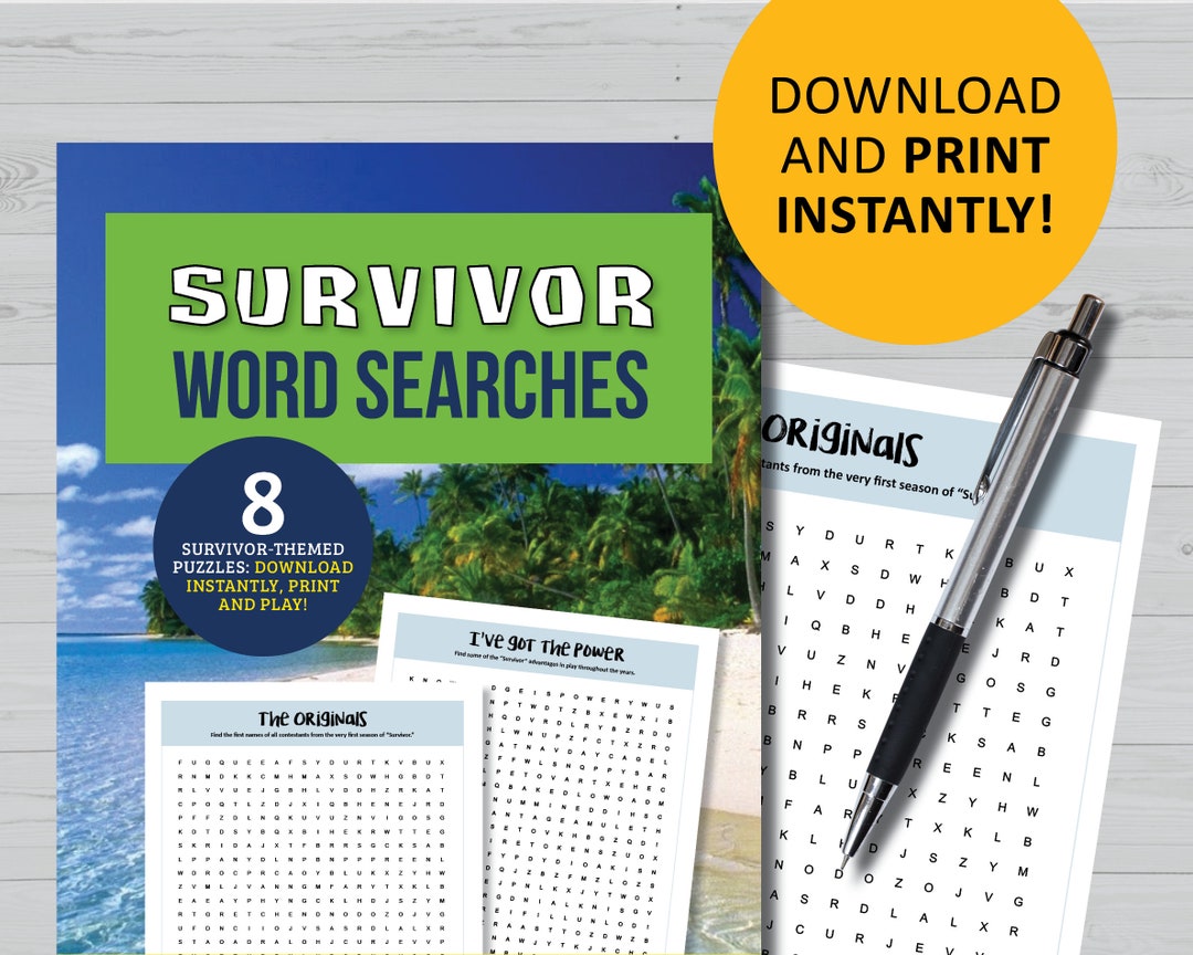 Survivor Tv Show Game, Word Searches, Watch Party Printable, Instant ...