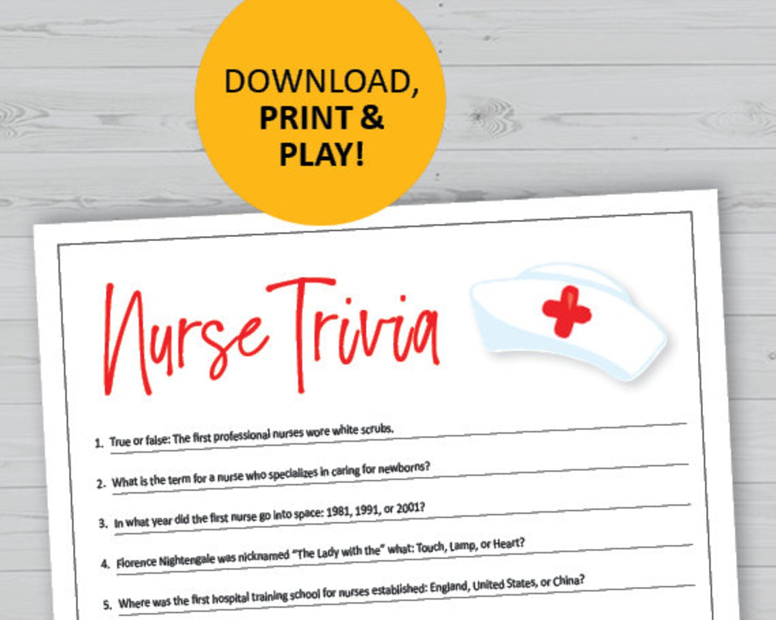 Nurse Trivia Game, National Nurses Week, Printable, Instant Download ...