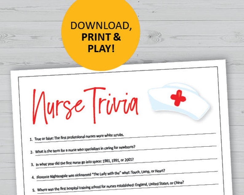 Nurse Trivia Game, National Nurses Week, Printable, Instant Download ...