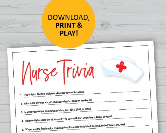 Nurse Trivia Game, National Nurses Week, Printable, Instant Download ...