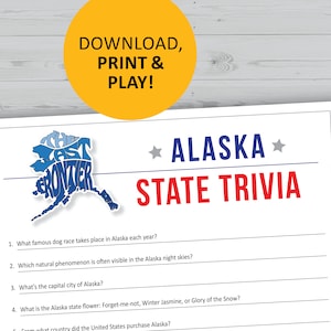 Alaska Trivia Game, Printable, U.S. State Instant Download, Family ...
