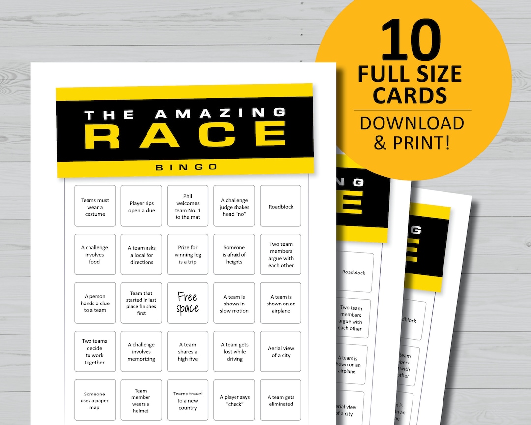 The Amazing Race Bingo Game, Printable, TV Show Watch Party, Instant ...