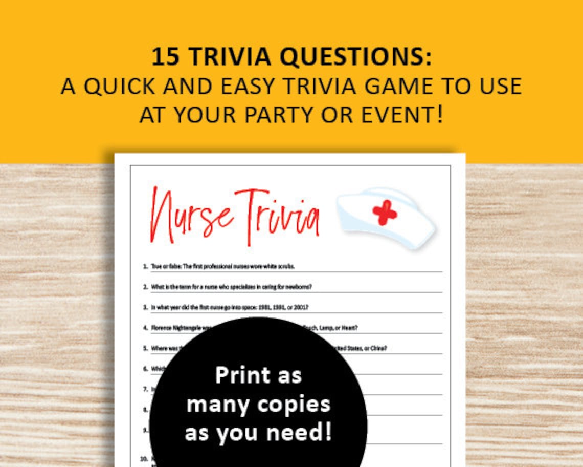 Nurse Trivia Game, National Nurses Week, Printable, Instant Download ...