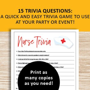Nurse Trivia Game, National Nurses Week, Printable, Instant Download ...