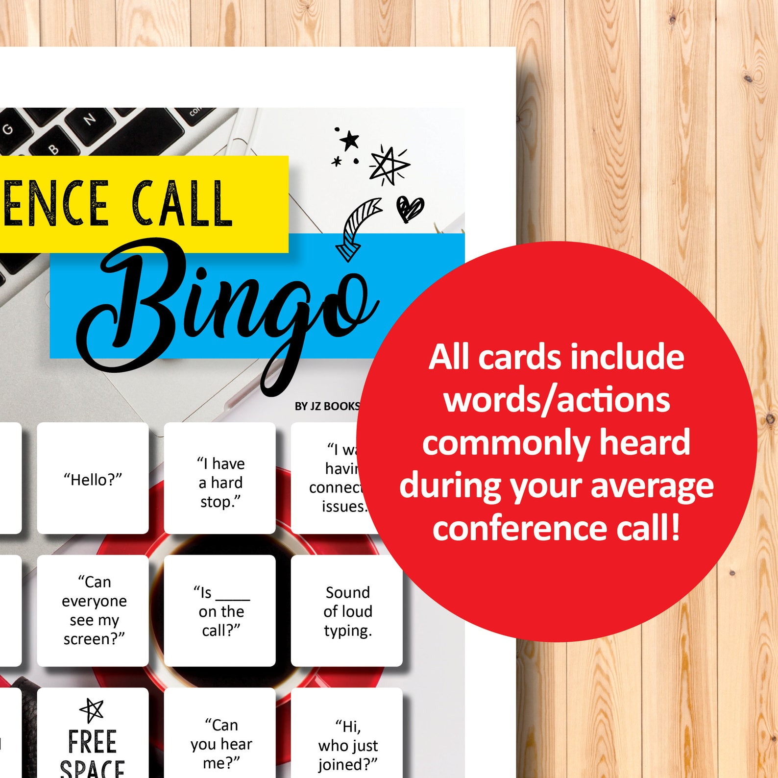 Conference Call Bingo Boards, Printable Bingo Game, Work From Home ...