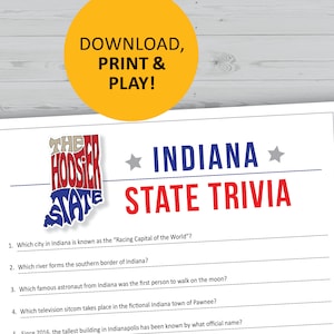 Indiana Trivia Game, Printable, U.S. State Instant Download, Family ...