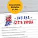 Indiana Trivia Game, Printable, U.S. State Instant Download, Family ...