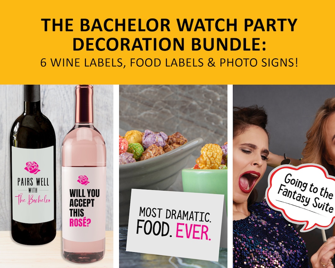 The Bachelor Party Decor Bundle, Printable Food Signs, Photo Booth ...