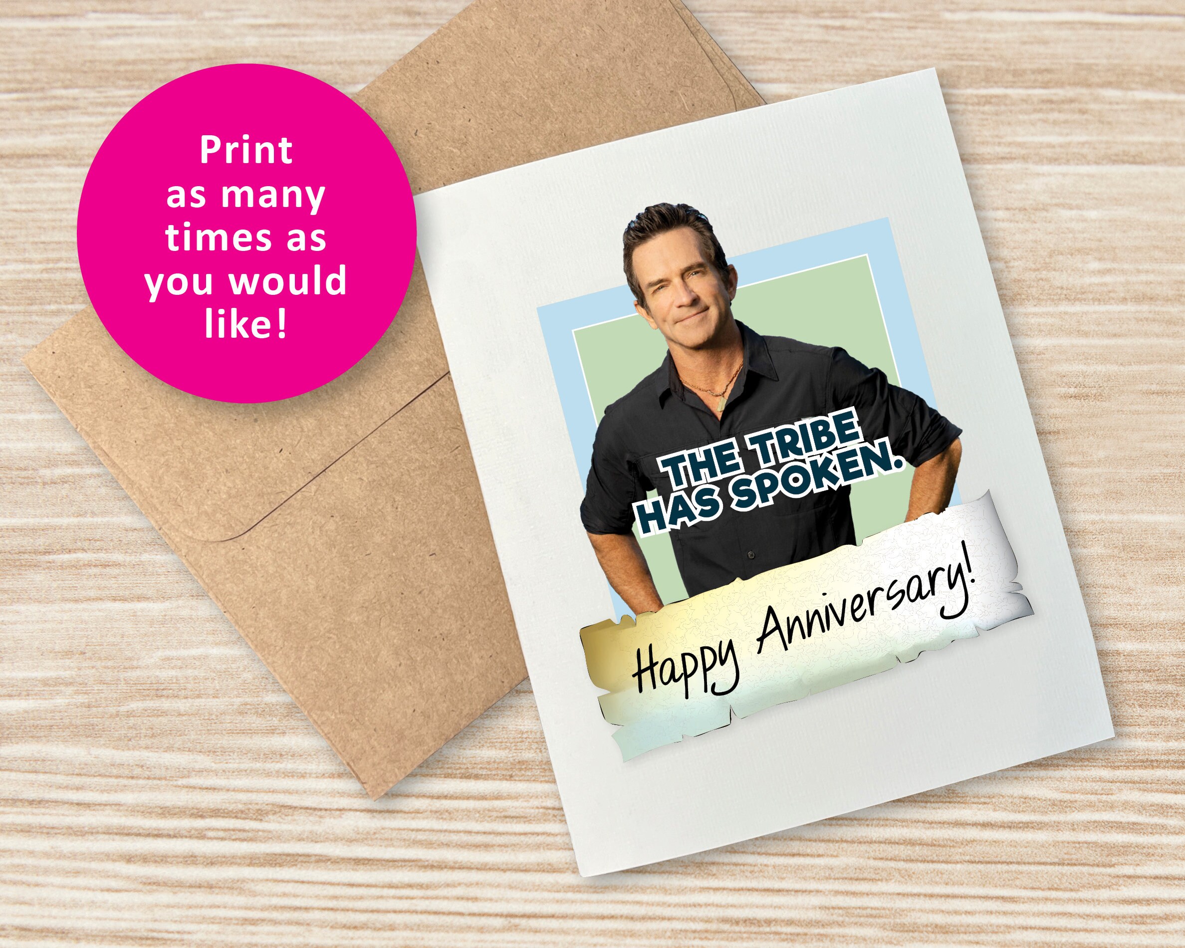 Survivor Tv Show Card, Printable Anniversary Greeting Cards, Jeff ...
