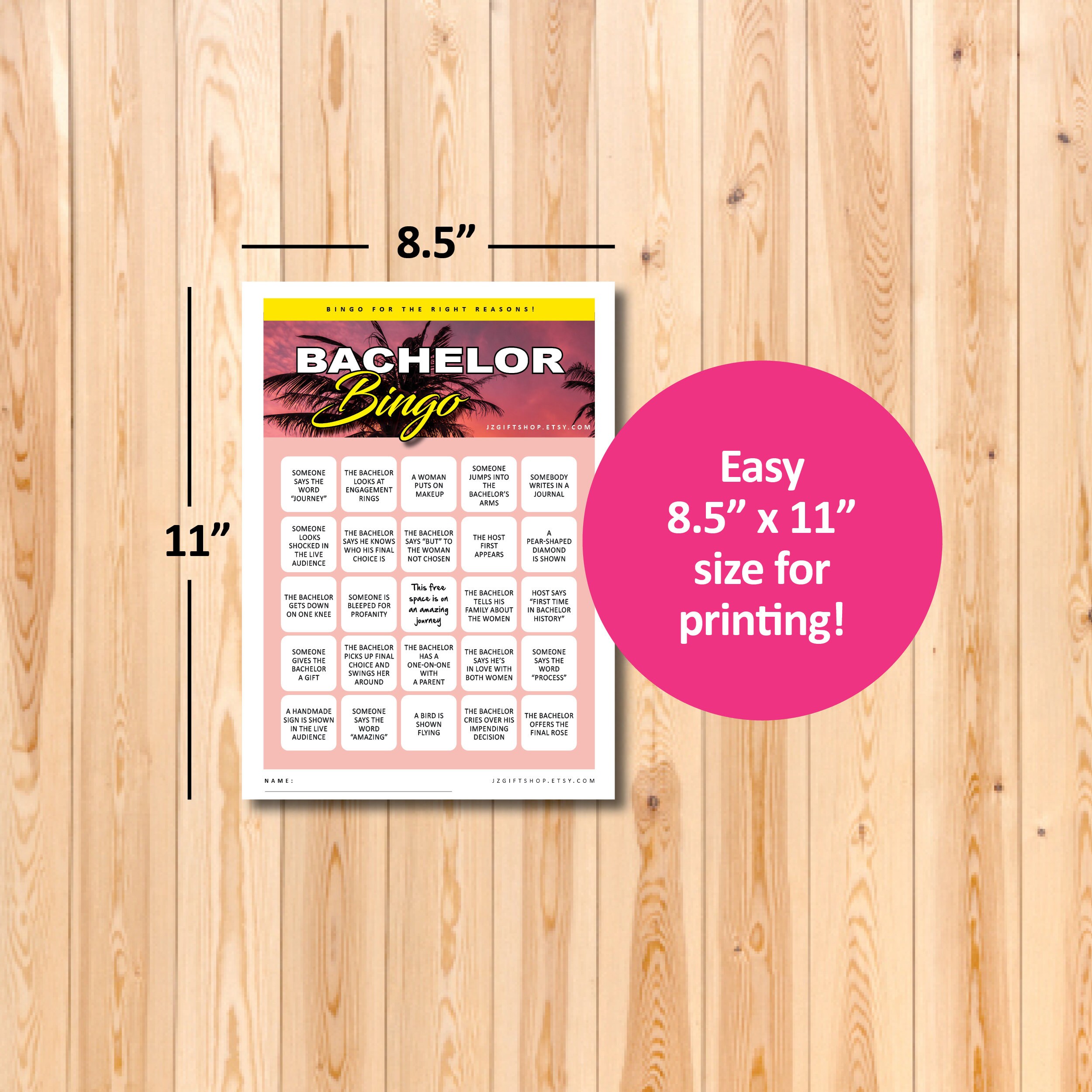 The Bachelor Finale Bingo Boards, Tv Show Printable Bingo Card Game ...