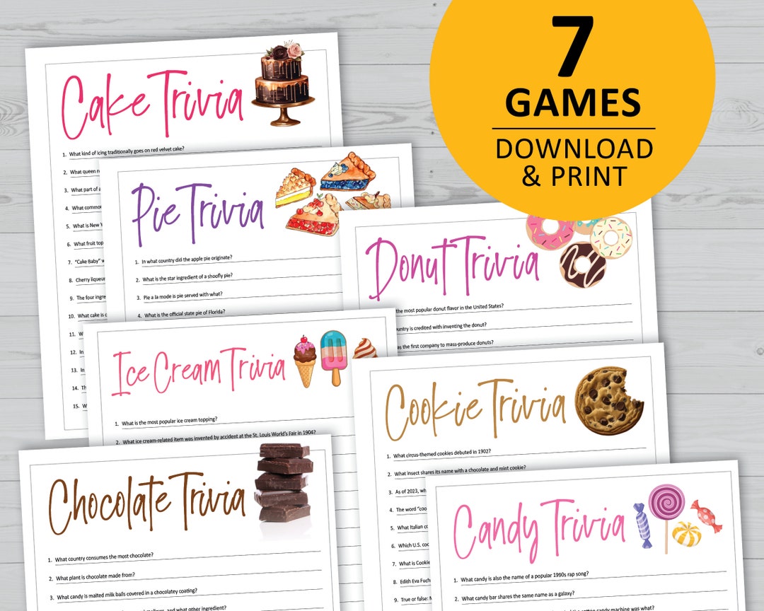 Dessert Games Bundle, Trivia Printable, Instant Download, Party ...