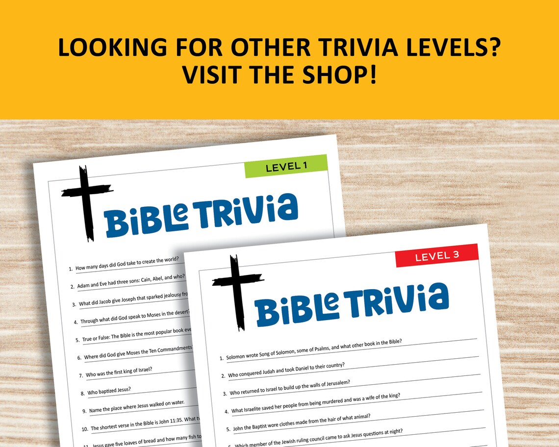 Bible Trivia Game, Printable, Medium Questions, Christian Faith Instant ...
