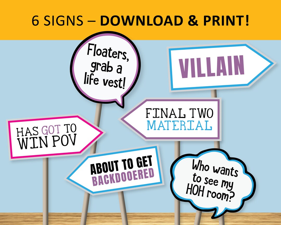 Big Brother Photo Booth Signs, TV Show Printable Decorations, Digital ...