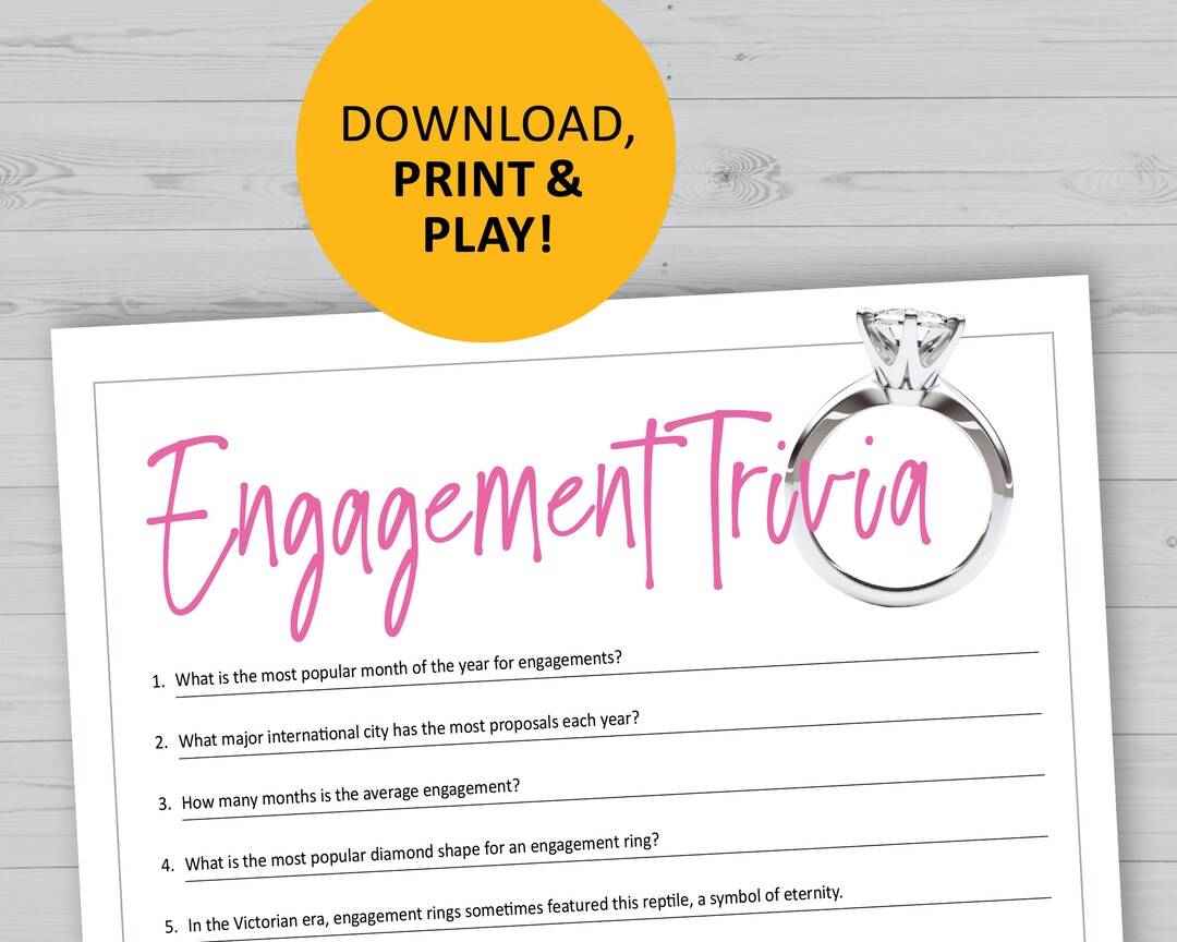 Engagement Trivia Game, Bridal Shower Printable, Instant Download ...