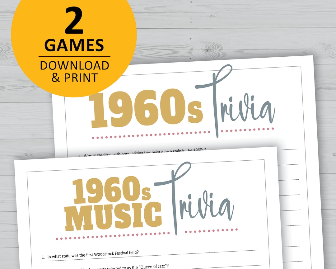 1960s Trivia Game Bundle, 60s History, Music, Pop Culture Printable ...