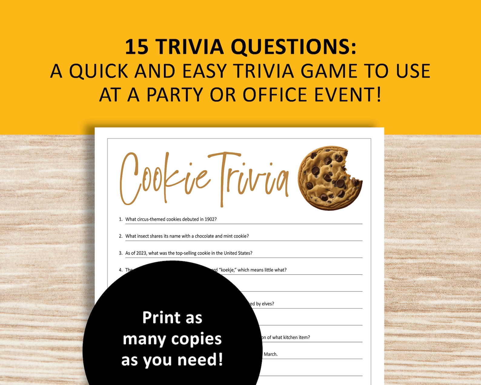 Cookie Trivia Game, Printable, Instant Download, Cookies, Party Games ...