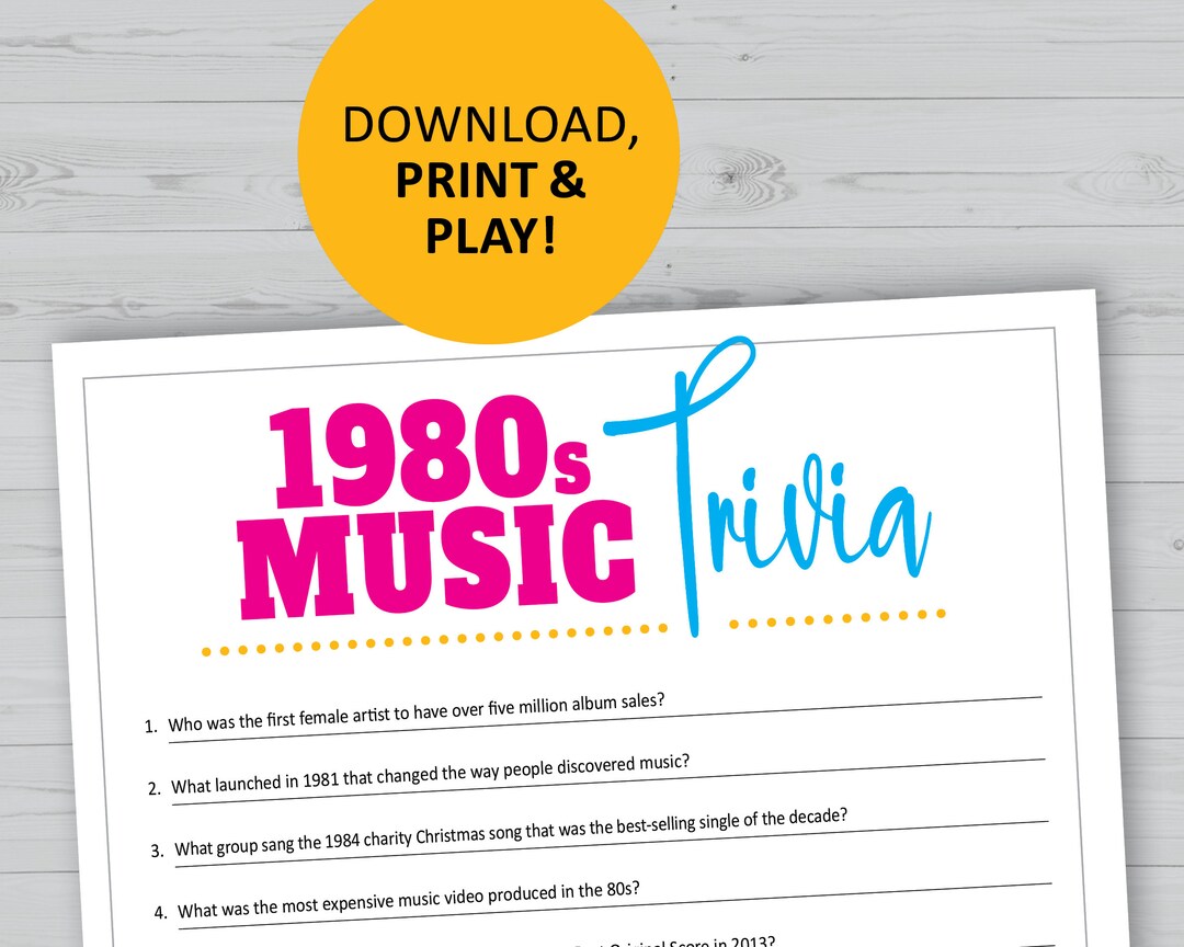 1980s Music Trivia Game, 80s History, Pop Culture Printable Games ...
