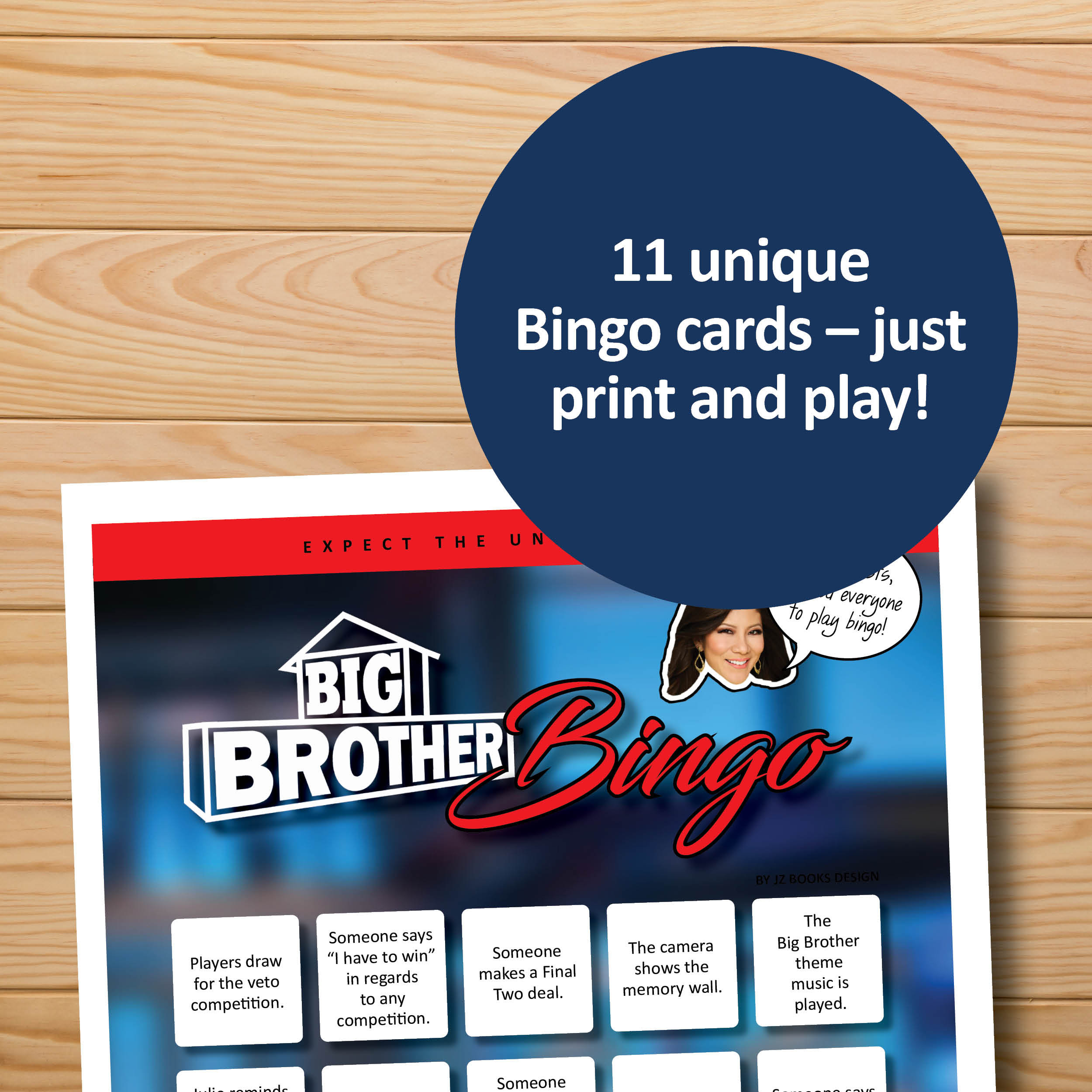 Big Brother TV Show Bingo Boards Printable Bingo Game | Etsy