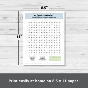 Big Brother Tv Show Game, Word Searches, Watch Party Printable, Instant ...