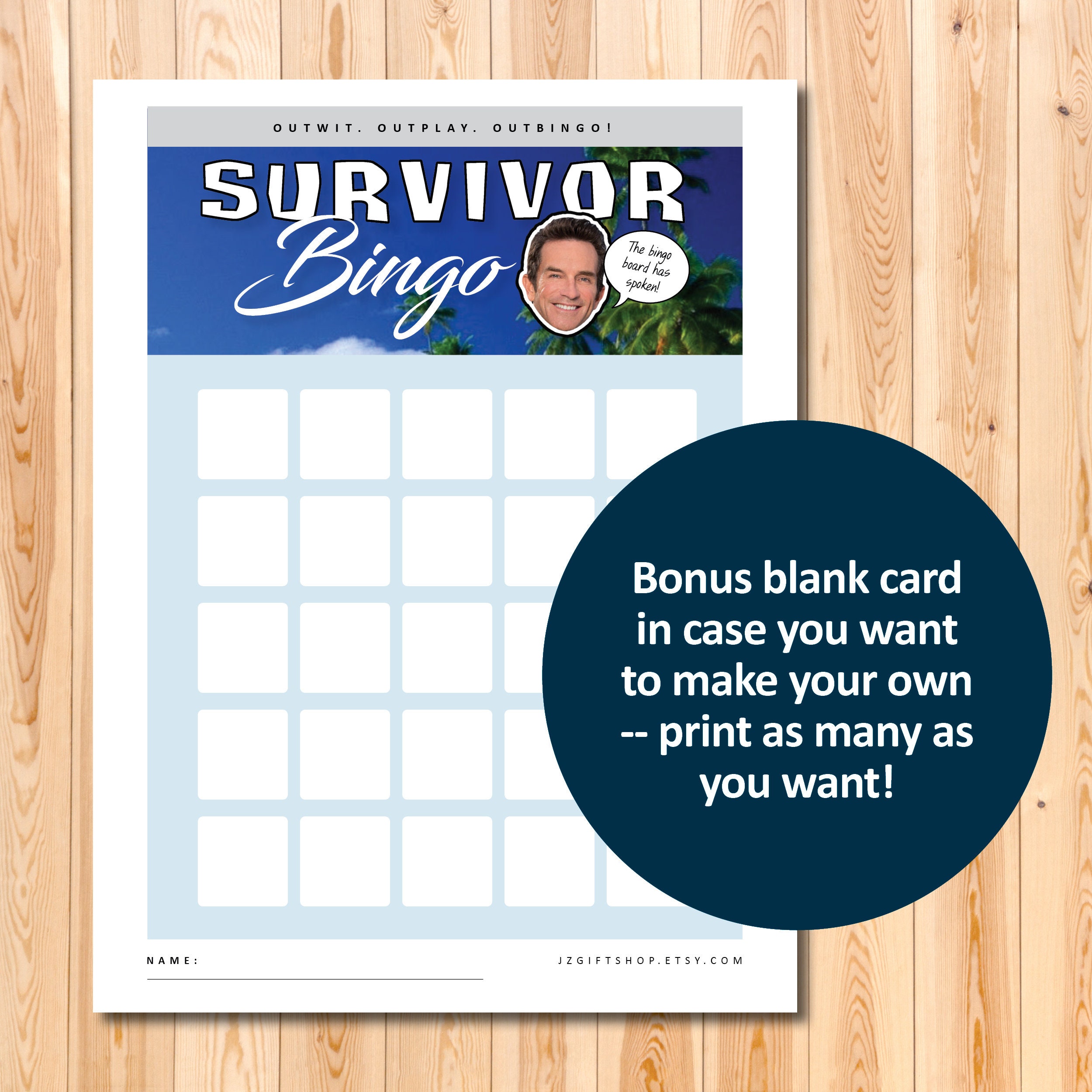 Survivor Premier Bingo Boards, Printable Game, Instant Download, Tv ...