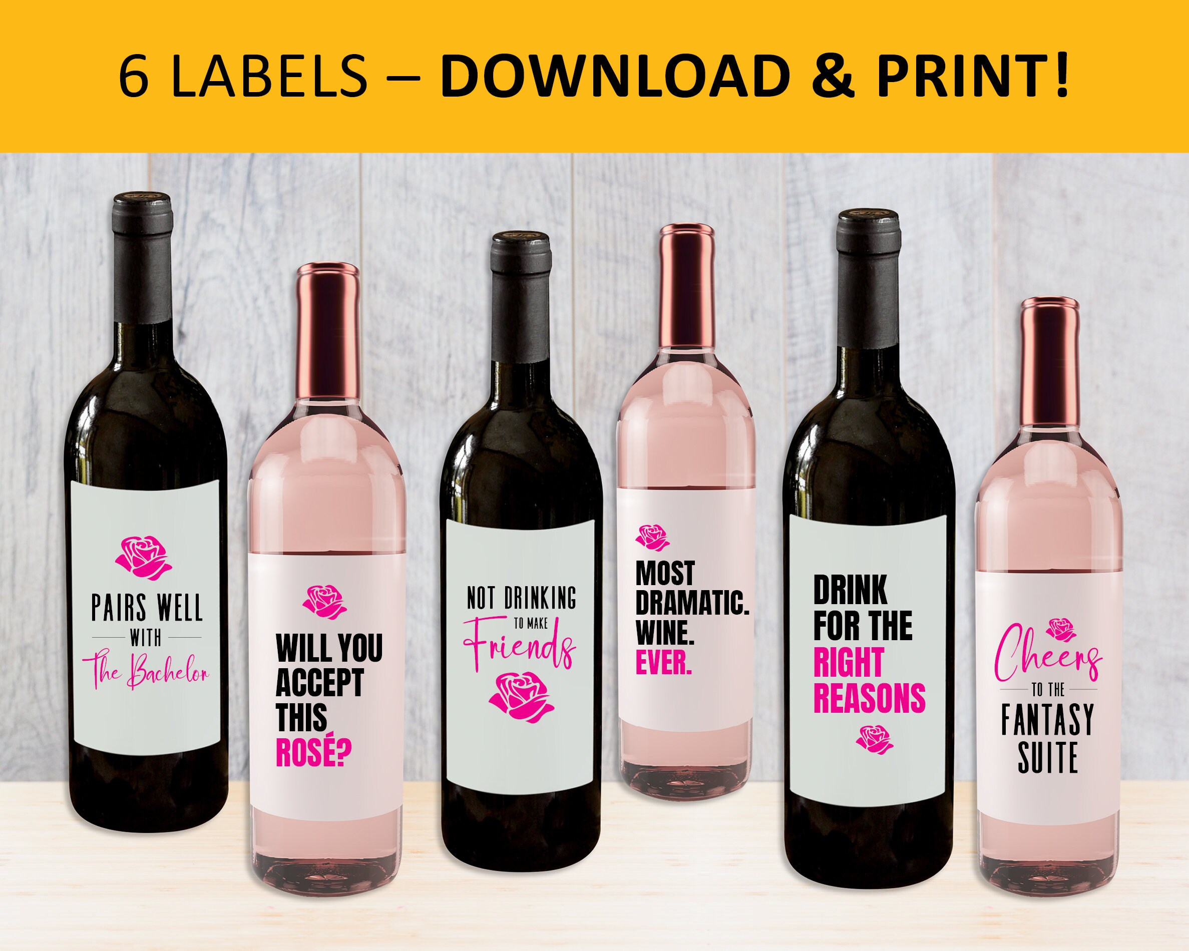The Bachelor Wine Labels, Printable Digital Download, Bachelor Nation ...