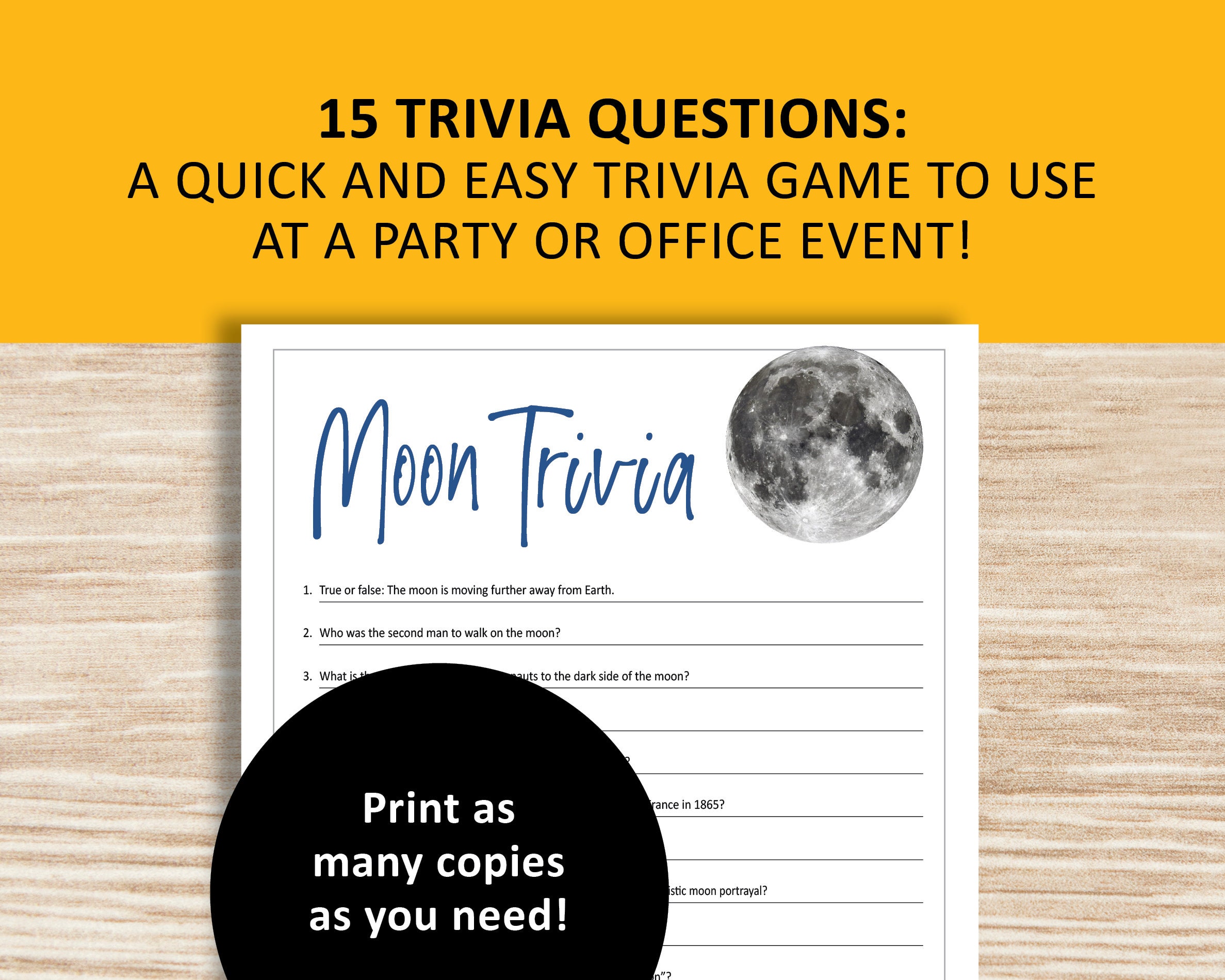 Moon Trivia Game, Science Printable Games, Solar System Instant ...