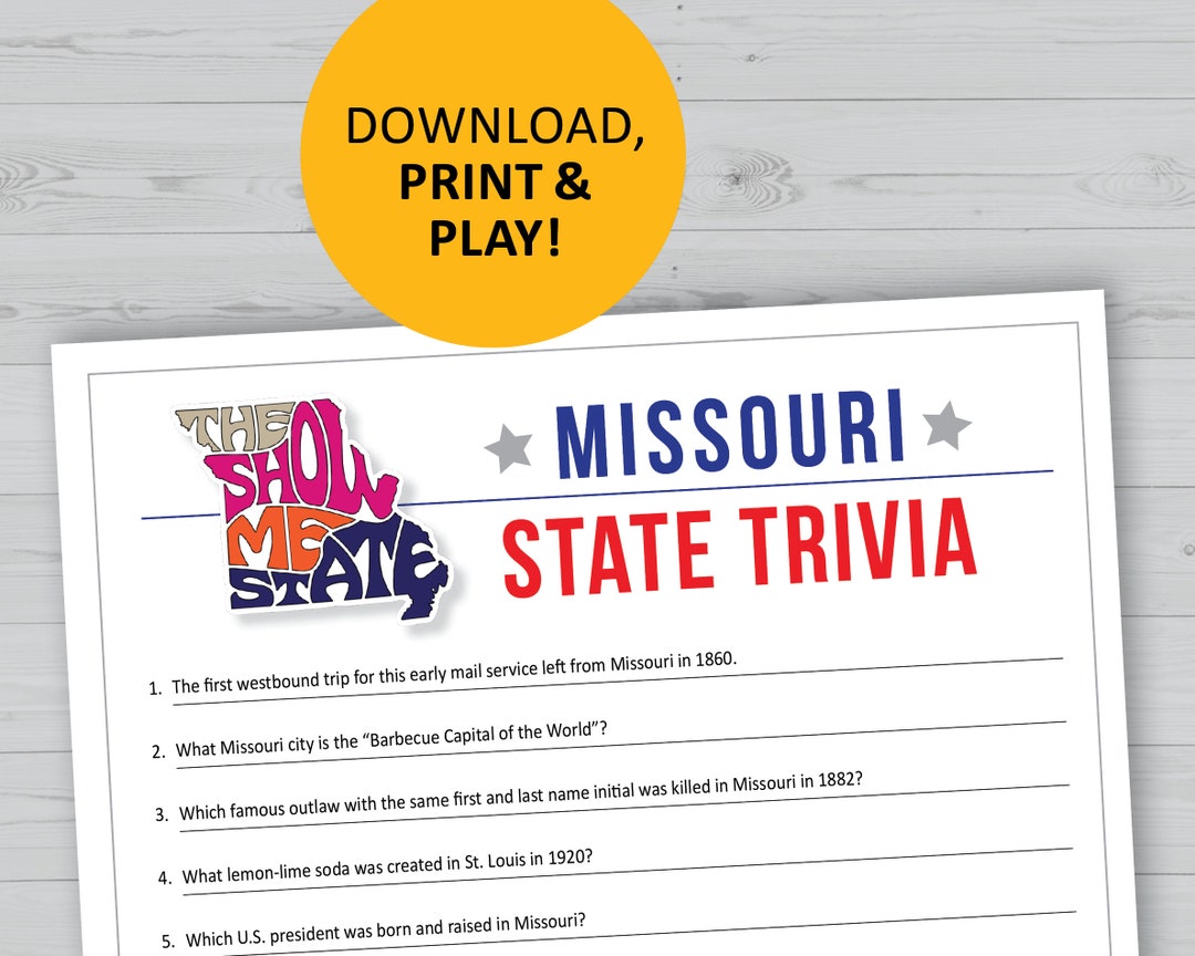 Missouri Trivia Game, Printable, U.S. State Instant Download, Family ...