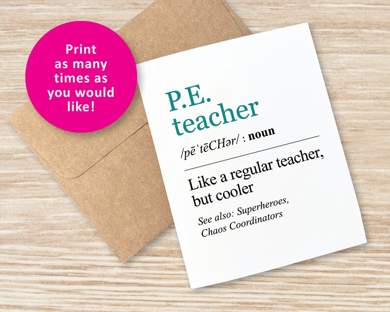 PE Teacher Card, Funny Cards From Students, Gym Teachers Appreciation ...