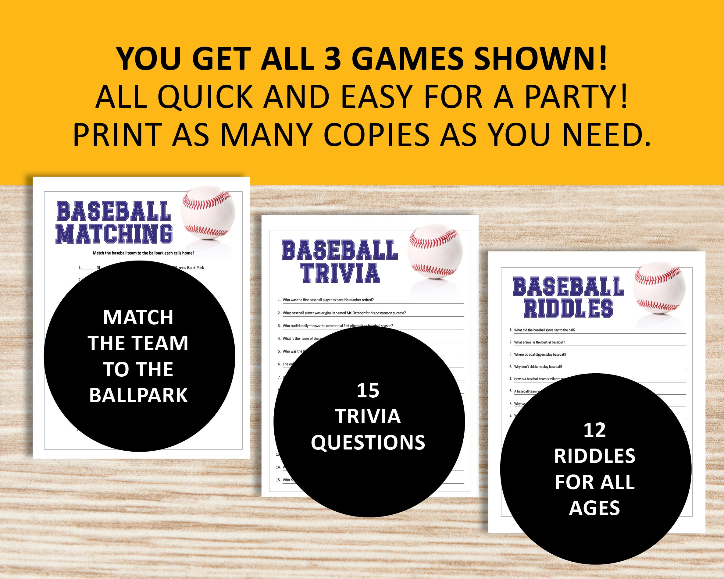 Baseball Games Bundle, Sports Printable, Instant Download, Party ...