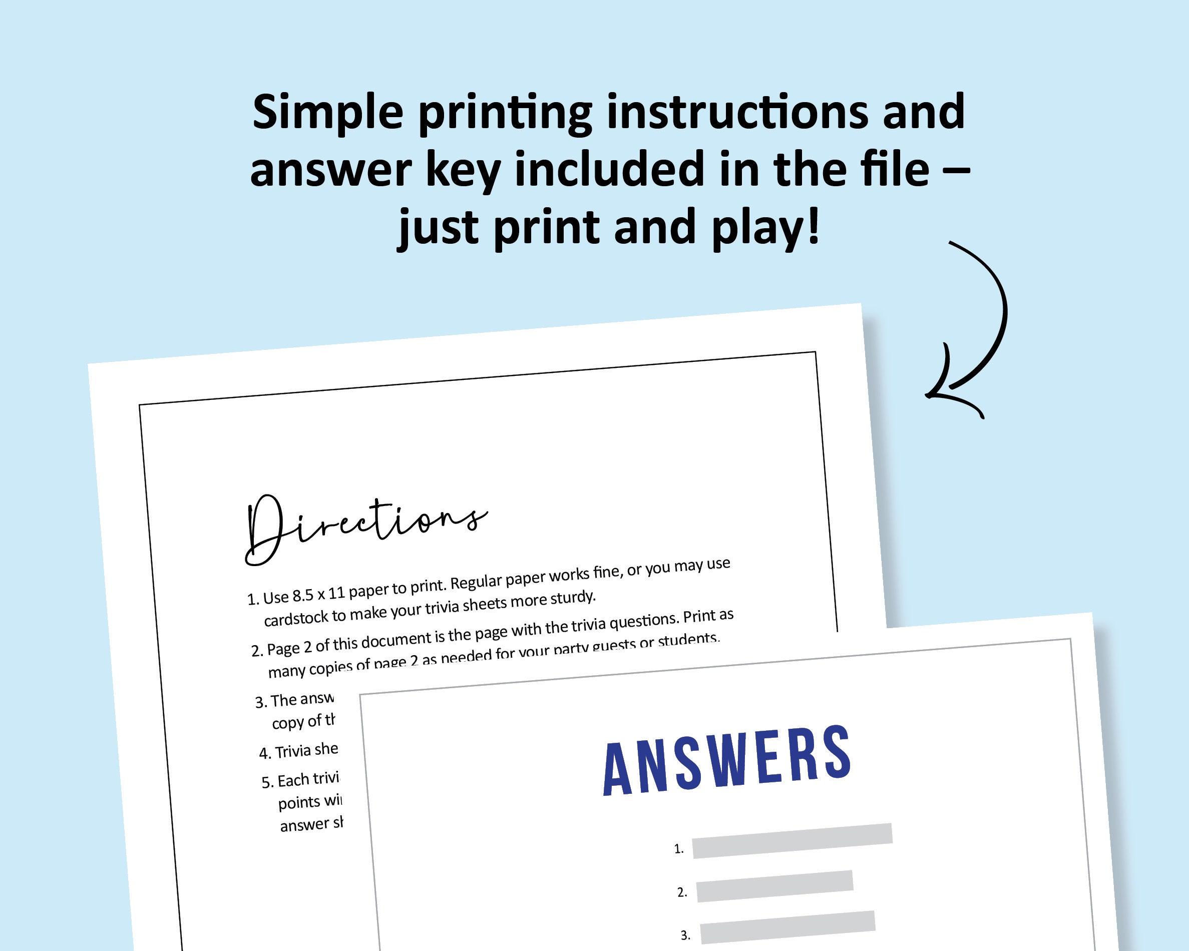 Indiana Trivia Game, Printable, U.S. State Instant Download, Family ...