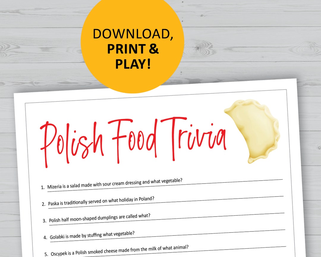 Polish Food Trivia Game, Poland Cooking Printable, Instant Download ...