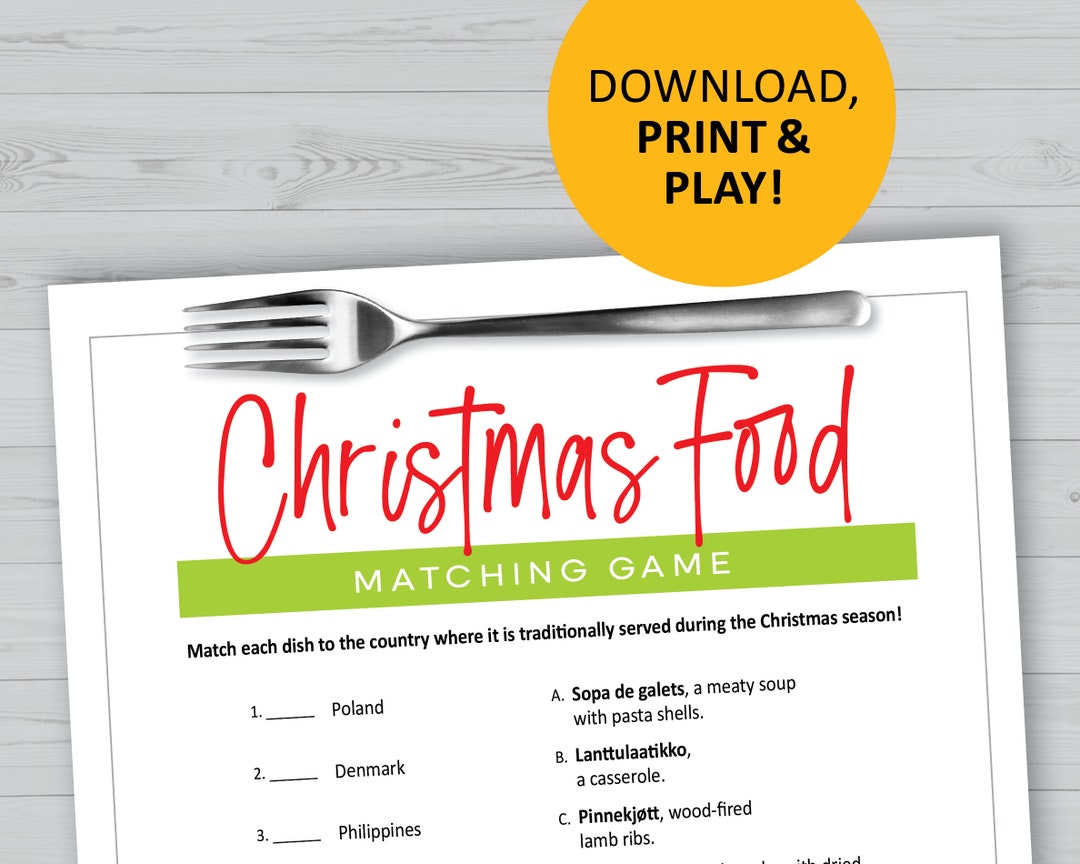 Christmas Food Game Matching Printable Dishes From Around - Etsy