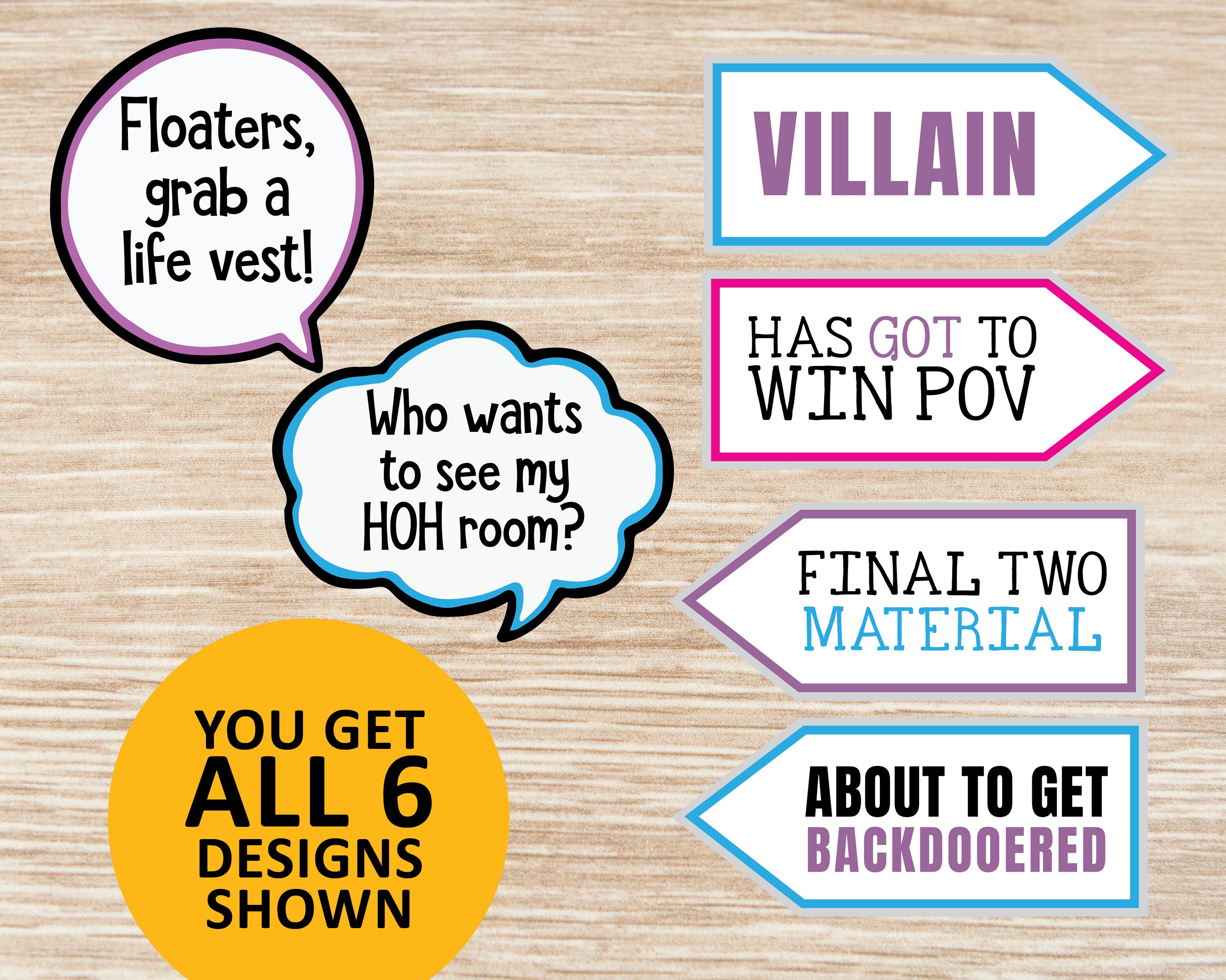 Big Brother Photo Booth Signs, TV Show Printable Decorations, Digital ...