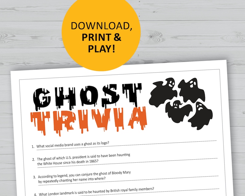 Ghost Trivia Game Printable, Instant Download, Halloween Party Games ...