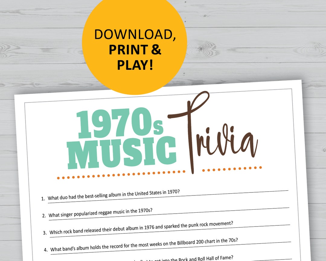 1970s Music Trivia Game, 70s History, Pop Culture Printable Games ...