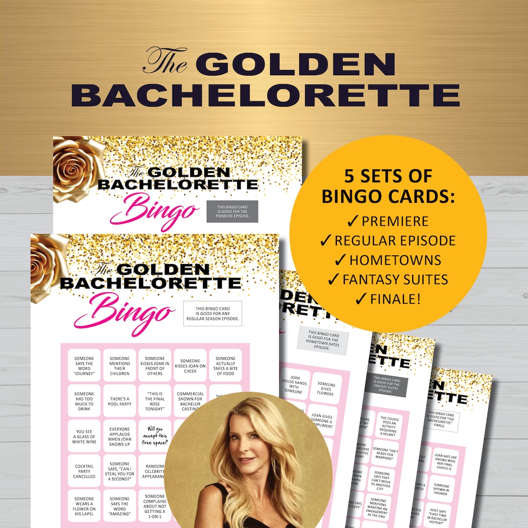 Golden Bachelorette Bingo Cards, Premiere Episode Joan Season, Tv Show ...