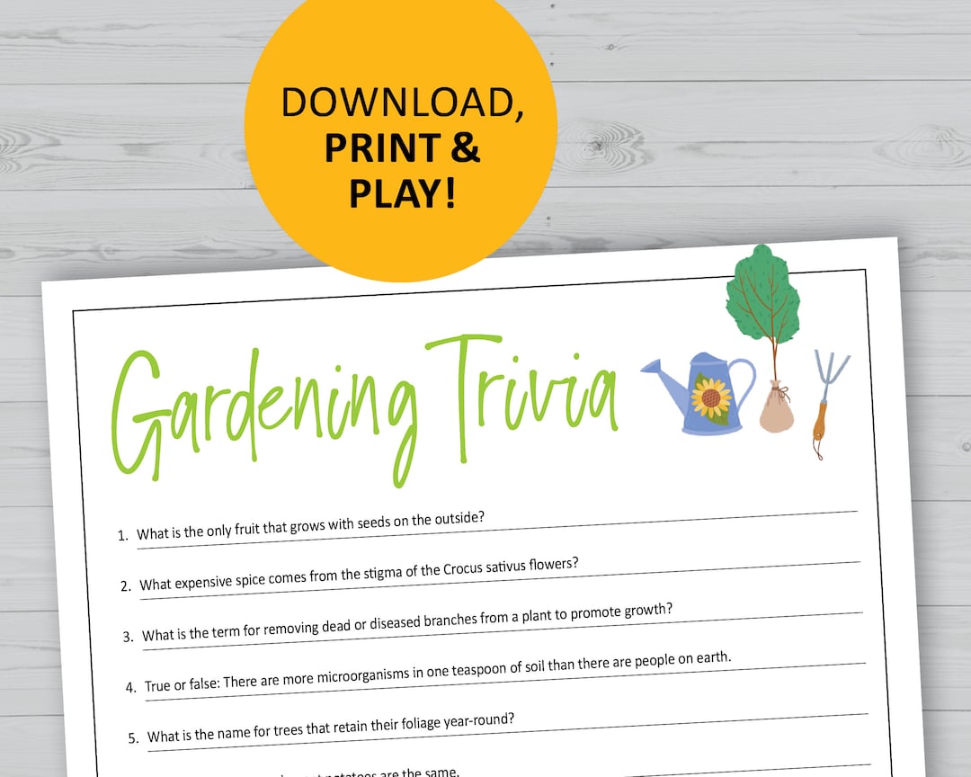 Gardening Trivia Game, National Garden Week, Printable, Instant ...