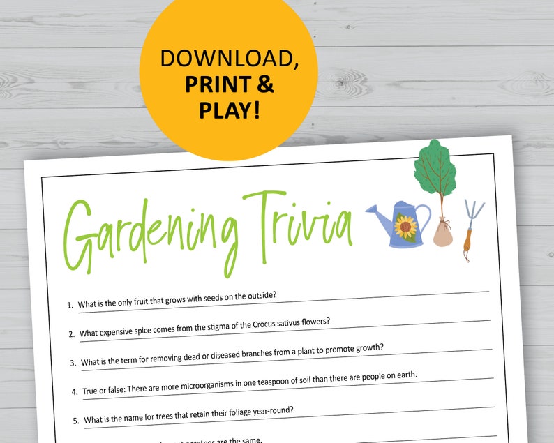 Gardening Trivia Game, National Garden Week, Printable, Instant ...