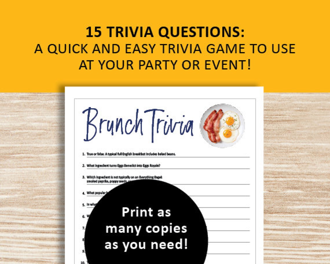 Brunch Trivia Game, Breakfast Questions, Food Printable, Instant ...