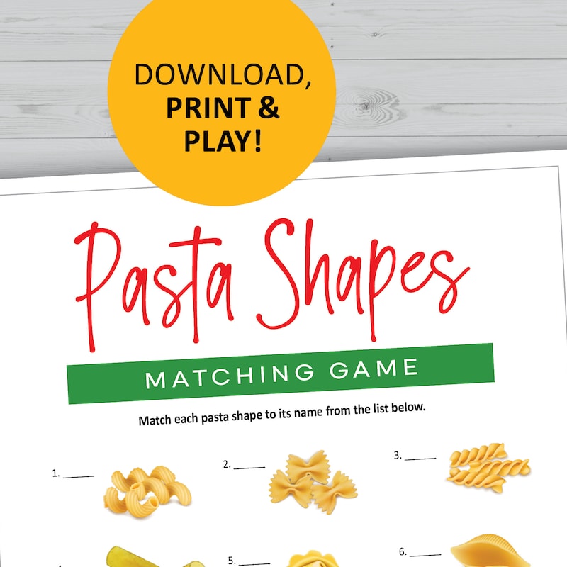 Pasta Chart Printable - Etsy