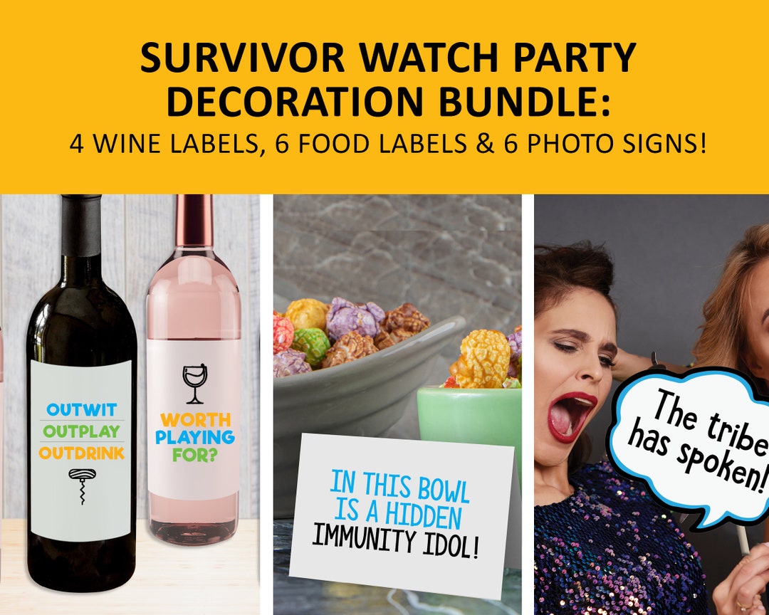 Survivor Party Decor Bundle, Tv Show Printable Food Signs, Photo Booth ...